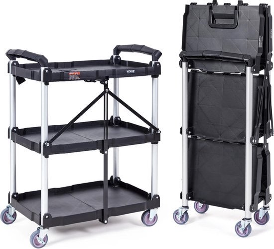 Vevor Trolley - Trolley op wieltjes - Serveerwagen - Keukentrolley ...