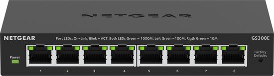 NETGEAR GS308E - Netwerkswitch - Gigabit - 8-Poorten | bol