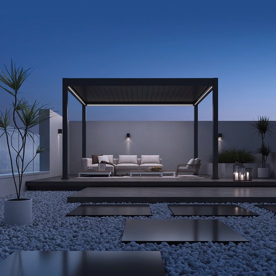 Orion terrasoverkapping - 300x400 cm - Antraciet - met LED verlichting ...