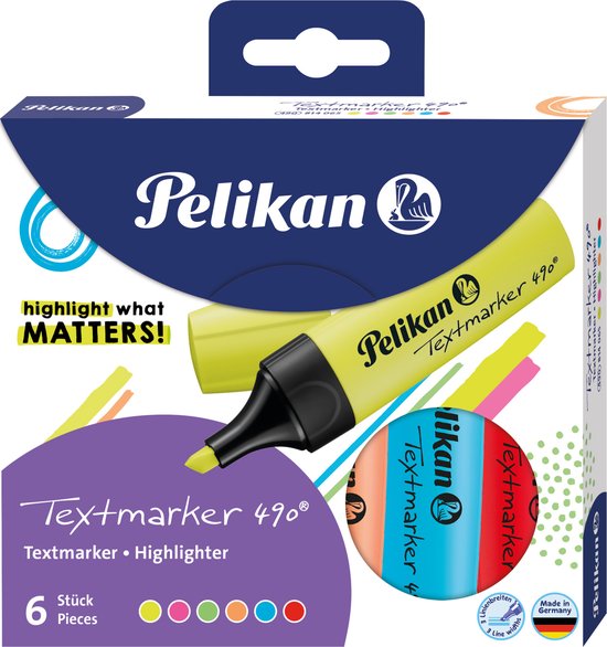Pelikan Markeerstift 490® 6 markeerstiften in etui | bol