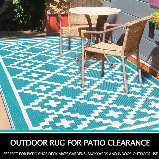 Outdoor tapijt voor terras, 120 x 180 cm, kunststof, rietje ...