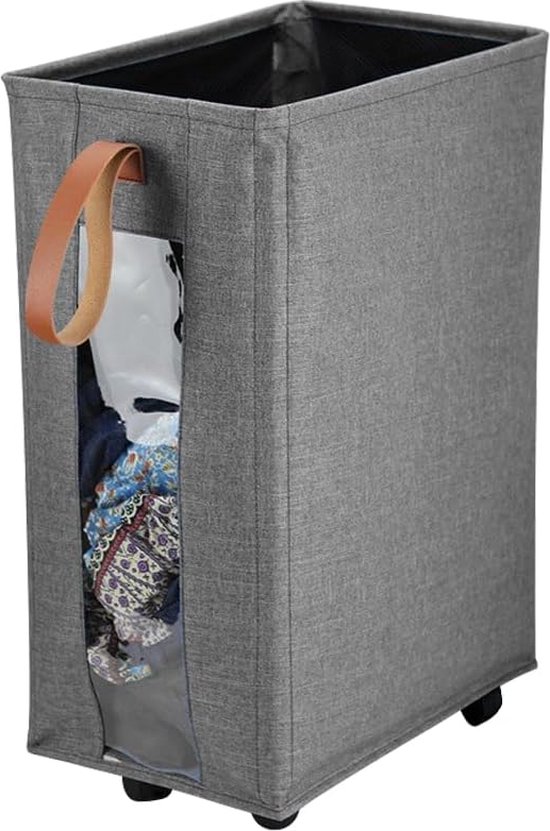kleding wasmand Smalle wasmand met wieltjes, wasverzamelaar, smal ...