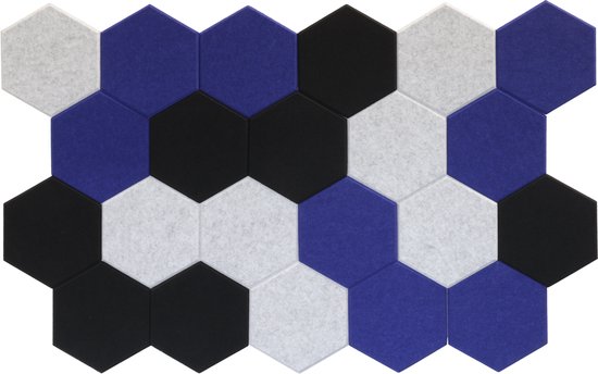 Akoestische wandpanelen Hexagon - Diverse kleuren PET-vilt - Set van 22 ...