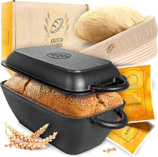 KRUSTENZAUBER 28 cm gietijzeren pot brood bakken inclusief rijsmand ...