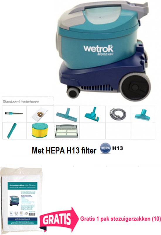 Wetrok Monovac Comfort 6 met HEPA H13 filter professionele stofzuiger ...