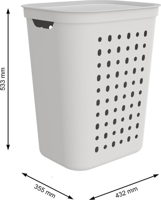 Rotho Jona Wasmand wit - 55L - Met deksel - 100% gerecycled plastic | bol