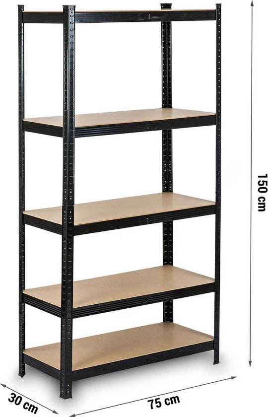 Metalen opbergrek 150 x 75 x 30 cm Humberg HR-811 zwart | bol