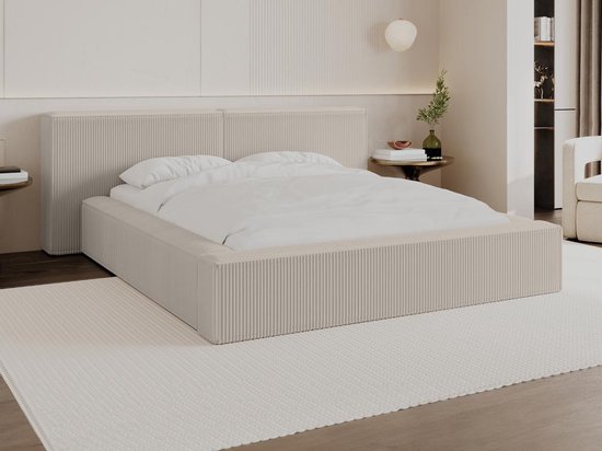 PASCAL MORABITO Kofferbed 160 x 200 cm - Corduroy - Beige - TIMANO ...