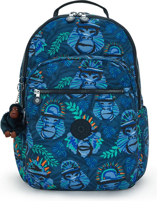 Kipling Seoul Lap 15" Rugzak Blue Monkey Fun | bol