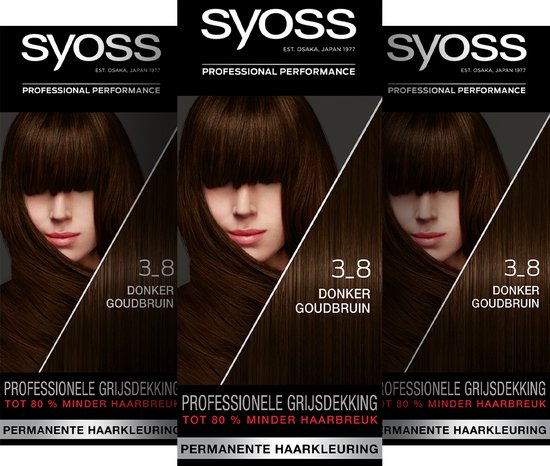Syoss - Haarverf - 3_8 - Donker Goudbruin - 115ml x 3 | bol