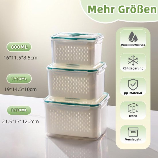 3-Pcs Fresh Storage Boxes with Lids BPA Free - Meal Prep Boxes for ...