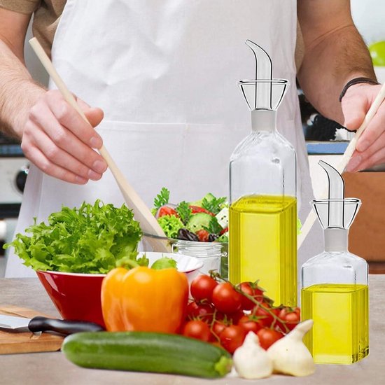 Glazen oliefles dispenser 750 ml - set van 2 - voor azijn en olie ...