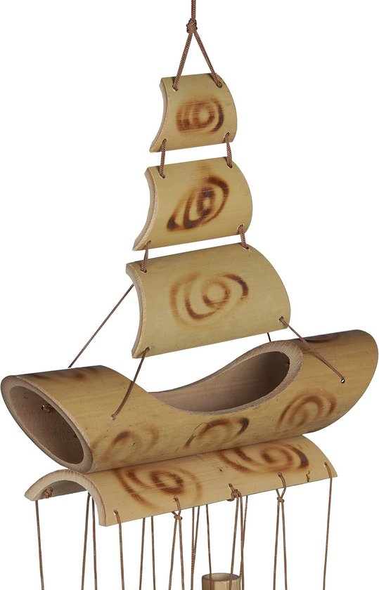 Sovima - Bamboo Wind Chime, Sailing Boat Design, Hanging Decoration ...
