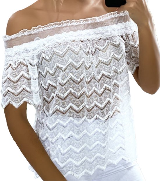 Dilena fashion top kant off shoulder wit | bol