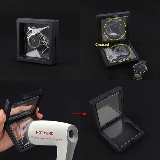 Zweefraam - 7 x 7 cm (4 stuks) - zwart - flexibel 3D floating frame met ...