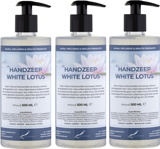 Handzeep White Lotus 500 ml - met gratis pompje - set van 3 stuks | bol