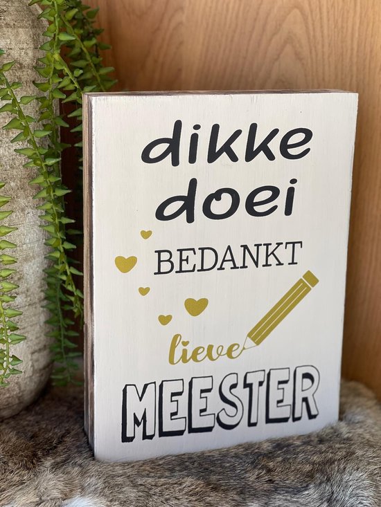 Tekst blok Dikke doei meester wit school cadeau | bol