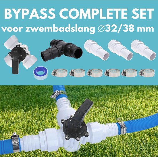 Amapool Bypass Set Pool 38 mm, 12-delige set voor zwembadverwarming en ...
