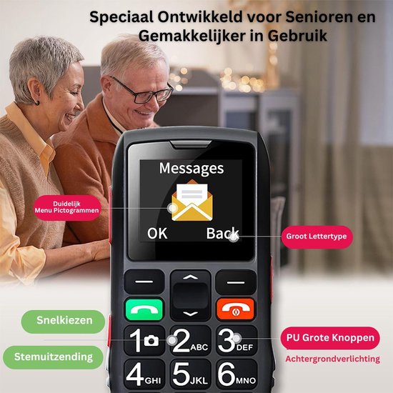Senioren Mobiele Telefoon 4g - Senioren GSM - Noodnummers - Zwart | bol