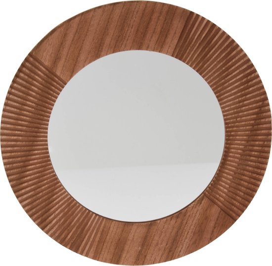 Ronde spiegel, bruin frame | bol