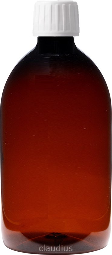 Lege plastic fles 500 ml PET apothekersfles amber - met witte ...