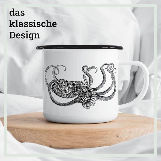 Mok van emaille | met de hand veredelde mok | Design Mok | Maritiem ...