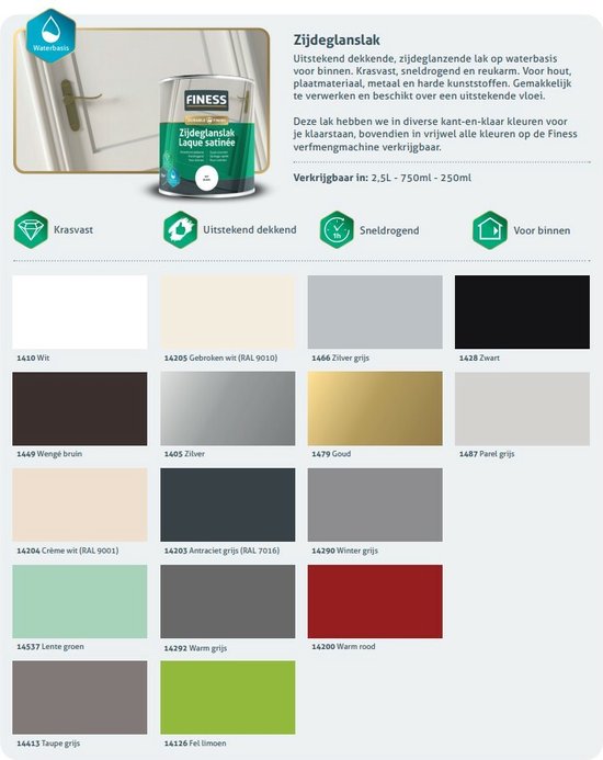Finess zijdeglanslak waterbasis - antraciet grijs (RAL 7016) - 750 ml ...