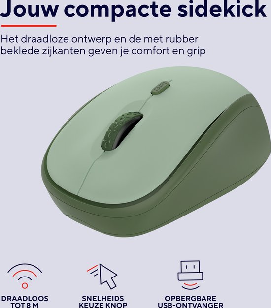 Trust Yvi+ - Draadloze Muis - Compact - Stil - Groen | bol