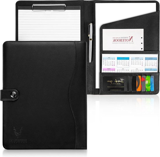 Premium conferentiemap van PU-leer met klembord en notitieblok - A4 ...