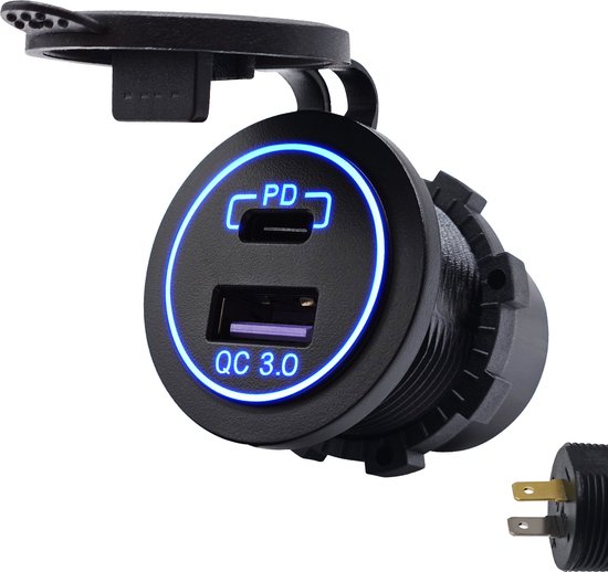 ProRide 12V USB/USB C Autolader 2 Poorten - Inbouw - QC3.0 - USB ...