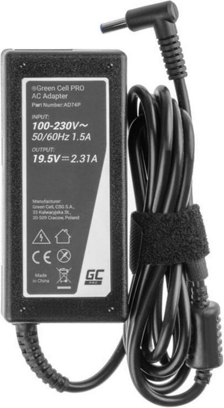 GREEN CELL AC adapter PRO 19.5V 2.31A 45W voor HP 250 G2, G3, G4, G5 ...
