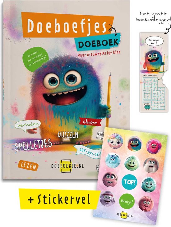 Doeboefjes Doeboek mét stickervel - puzzelen, quizzen, taalspelletjes ...