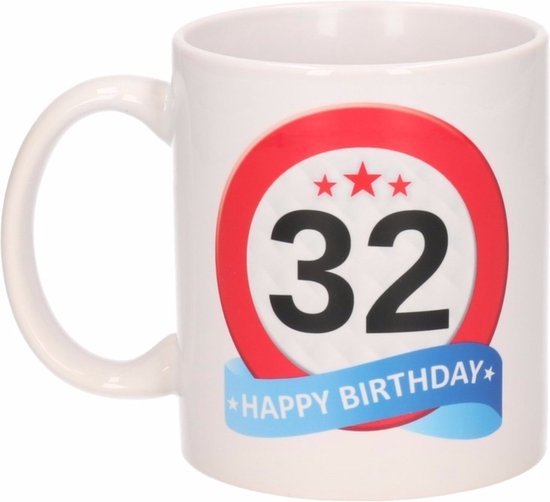 Verjaardag 32 jaar verkeersbord mok / beker | bol