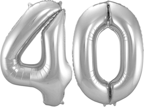 Ballon Cijfer 40 Jaar Zilver Helium Ballonnen Verjaardag Versiering ...