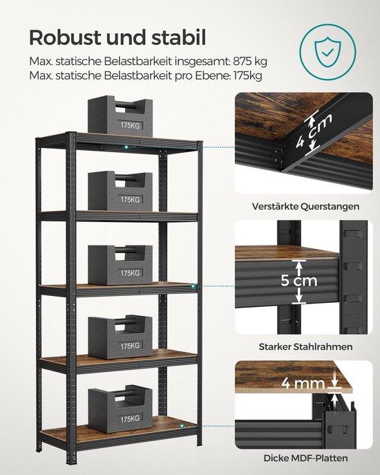 Rootz Heavy Duty Shelf - Opbergrek - Metalen rekken - Stalen ...