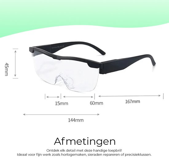 InnovaLand Loepbril - Met LED verlichting - Vergroot 160% - Unisex ...
