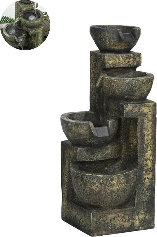 Waterornament - Buiten Tuin Water Fontein Met Lichten - Waterval ...