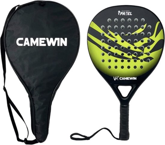 Padelracket - inclusief padeltas - Full carbon - Geel - Zwart - Padel ...