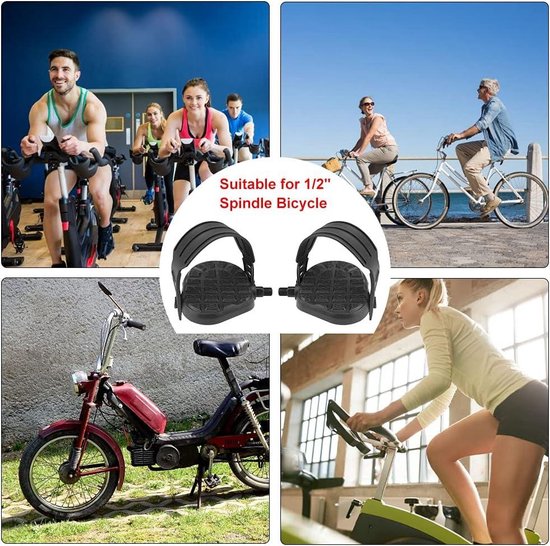 Hometrainer pedalen met riem voor fiets hometrainer - zwart - 1 paar ...