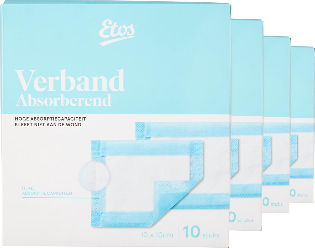 Etos Absorberend verband 10 x 10CM - 40 stuks | bol