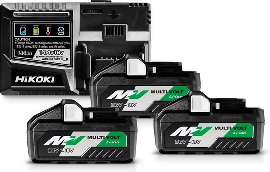 HiKOKI UC18YSL3WB3 36V Li-Ion MultiVolt Li-Ion accu Starterset (3x 8,0Ah) incl. lader | bol