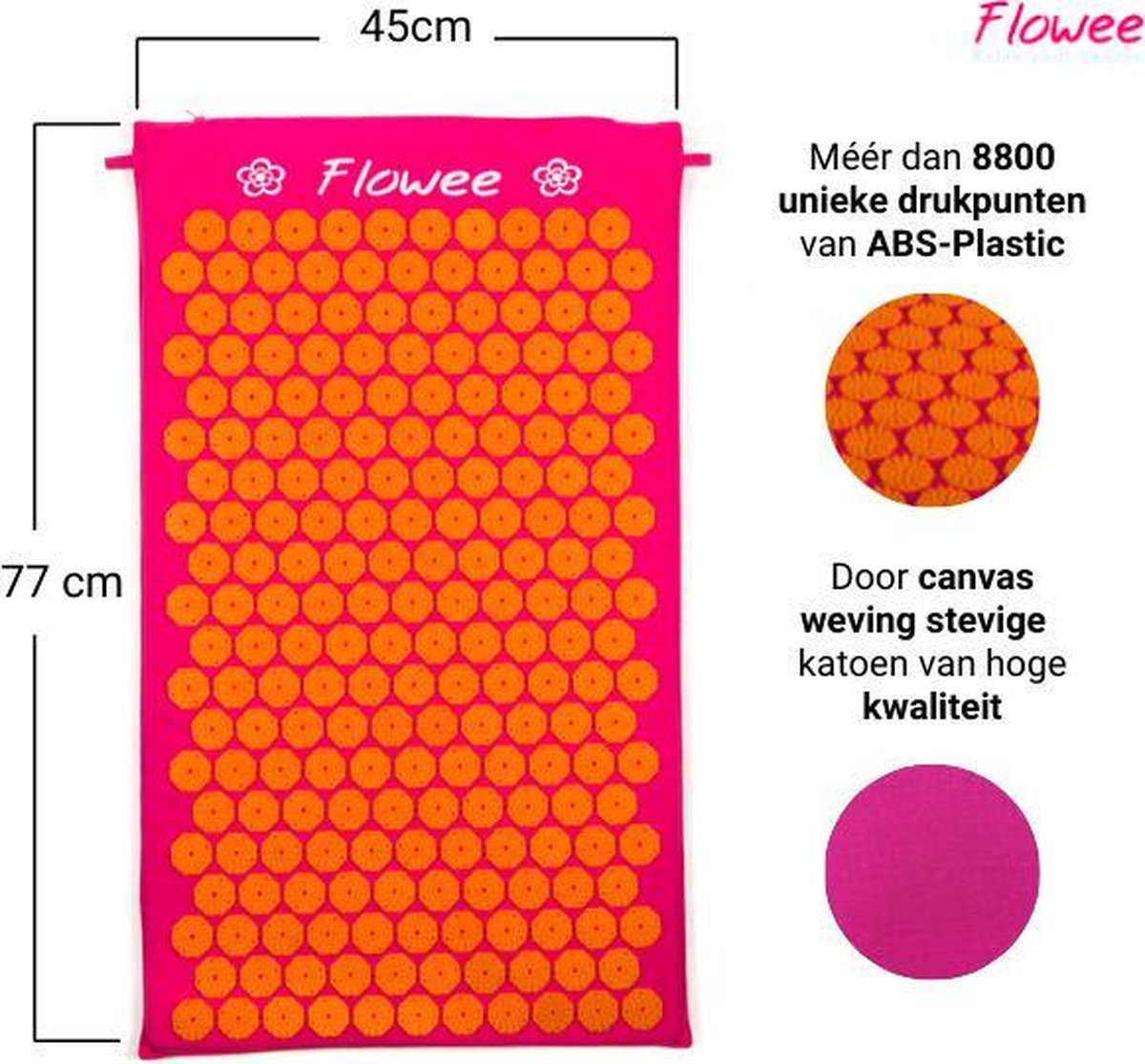 Flowee Spijkermat – Fuchsia met oranje – (77cm x 45cm) – Acupressuur ...