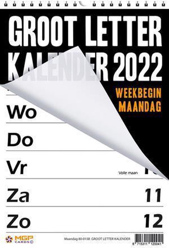 Grootletter Weekkalender 2022 (21cm x 34cm) MAANDAG | bol.com