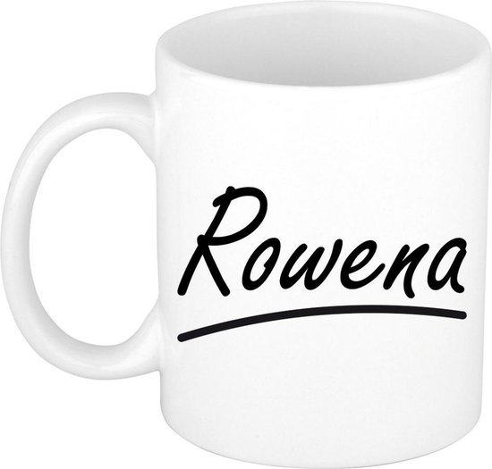 Rowena naam cadeau mok / beker sierlijke letters - Cadeau collega ...
