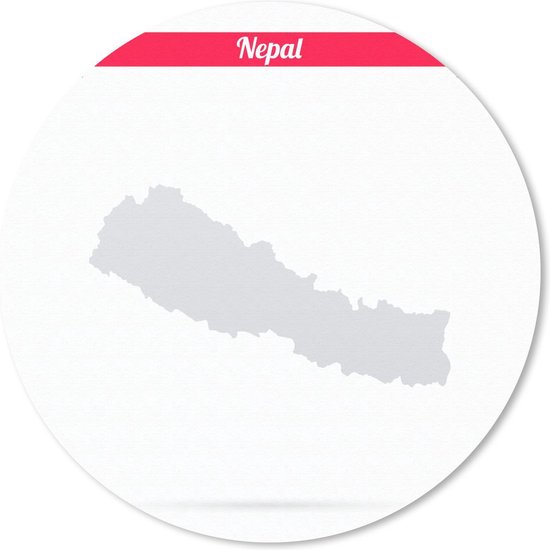 Muismat - Mousepad - Rond - tekening van grijze kaart van Nepal met ...