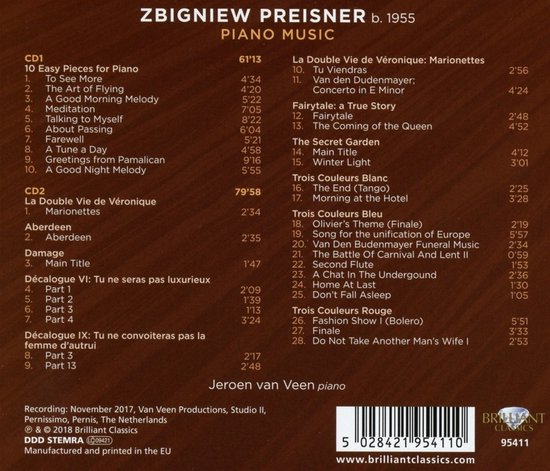Preisner: Piano Music (CD), Jeroen Van Veen | Muziek | bol