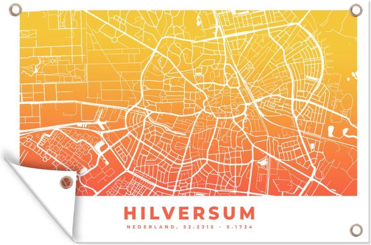 Tuinposters buiten Stadskaart - Hilversum - Nederland - 90x60 cm - Plattegrond - Tuindoek | bol.com