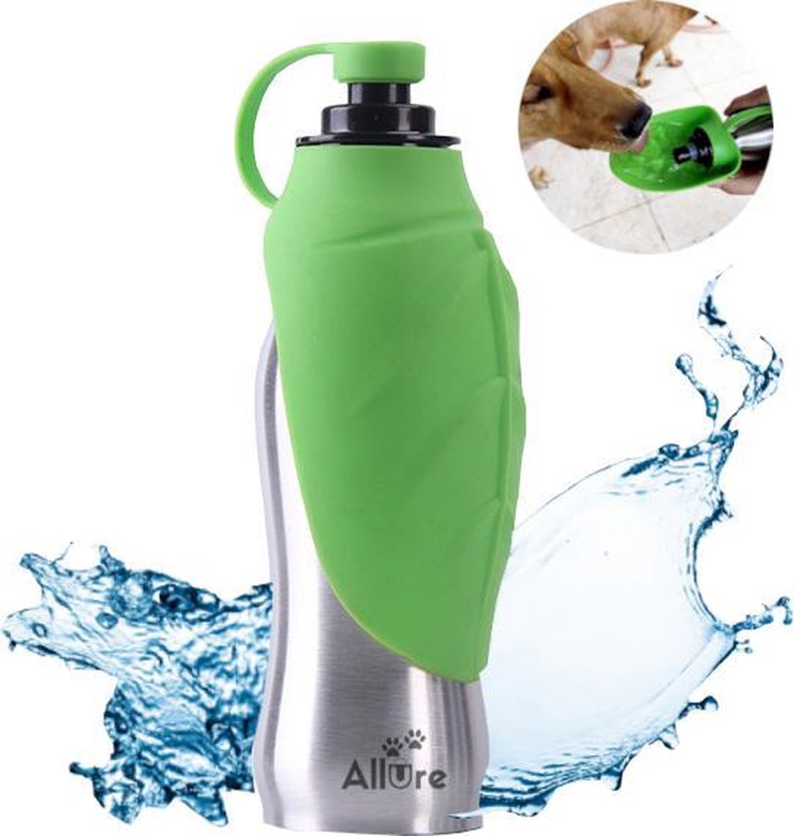 Allure Pets - Honden waterfles RVS | Draagbare Honden Drinkfles ...