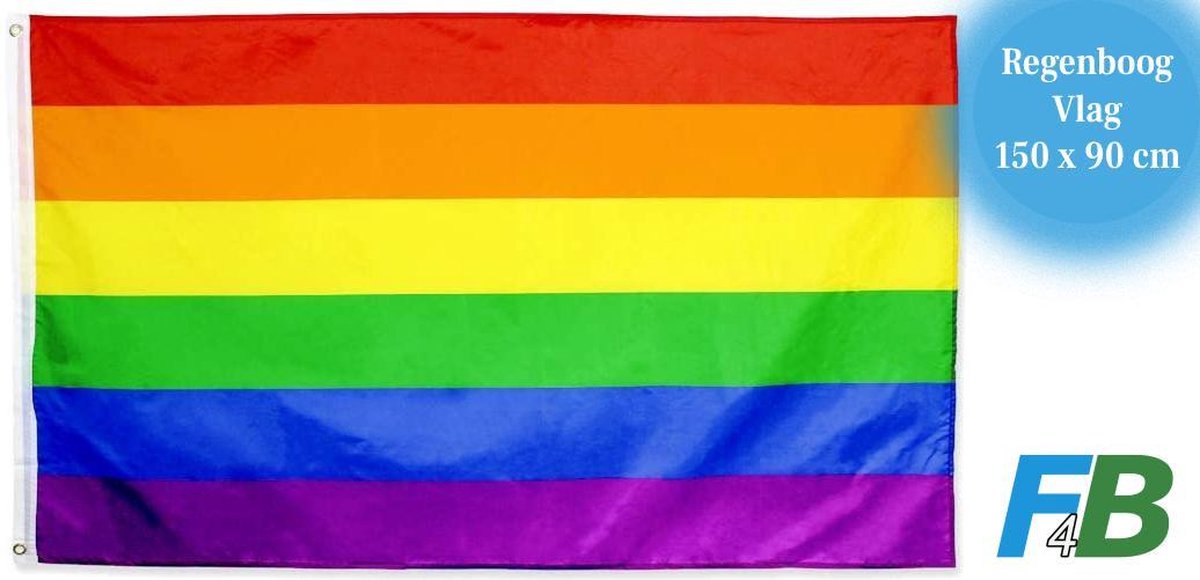 F4B Regenboog Vlag | 150x90 cm | Pride Vlag | LHBTIQ+ | Gay Pride | Rainbow Flag |... | bol.com