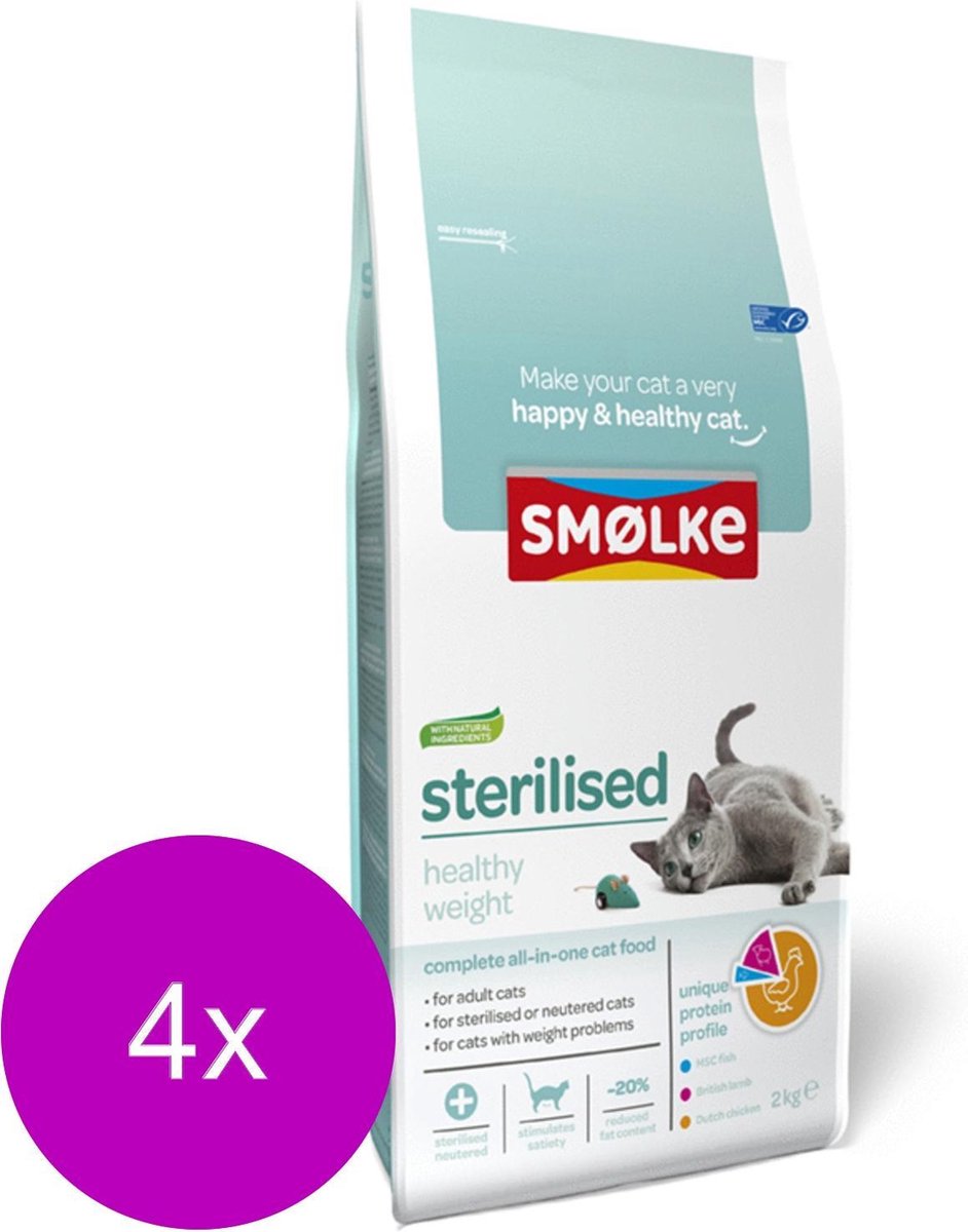 4x Smolke Kattenvoer Sterilised 2 kg | bol.com